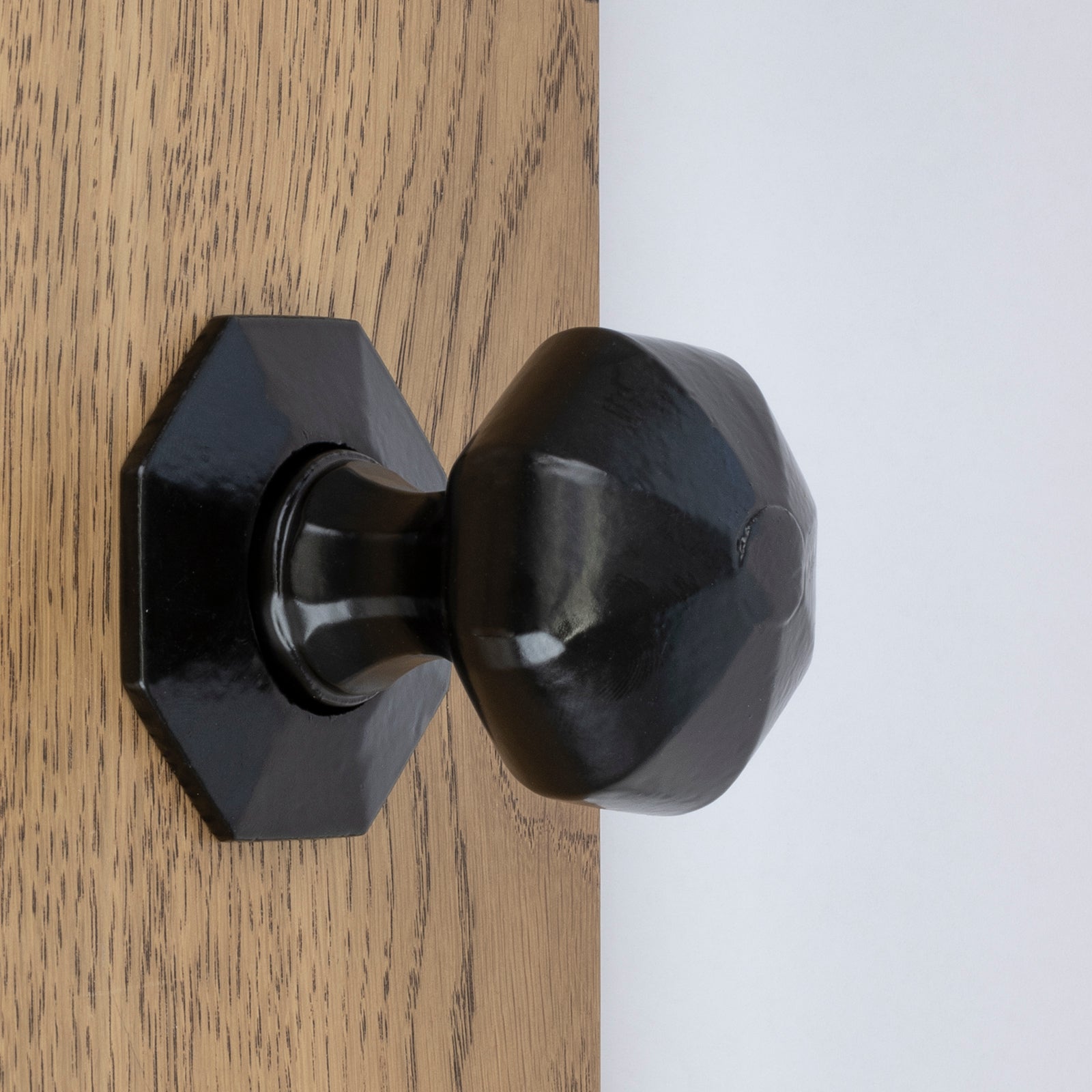 Octagonal Cast Iron Door Knob | Black & Pewter | Door Handles