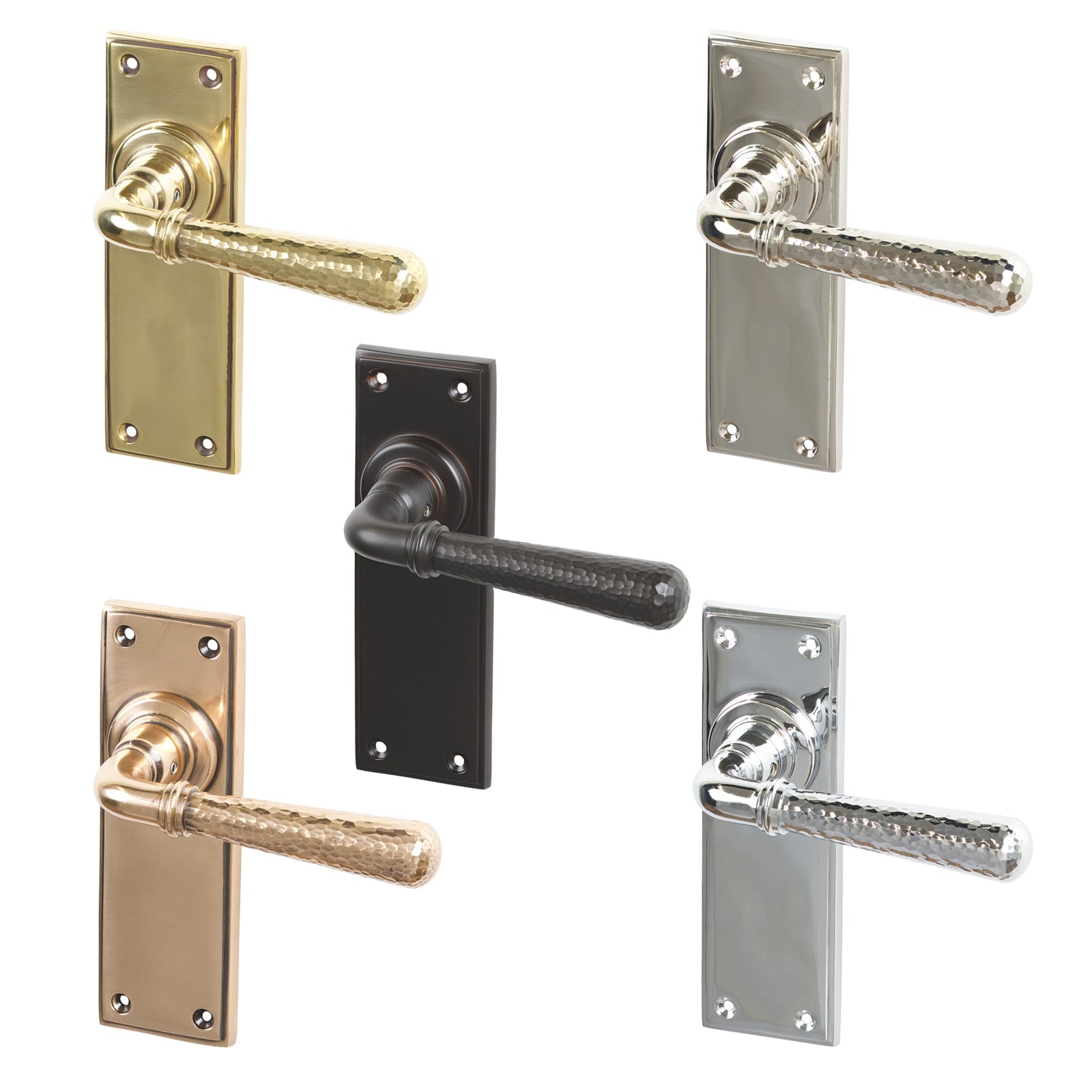 Hammered Newbury Lever Lock Handles | 5 Finishes | Suffolk Latch Company