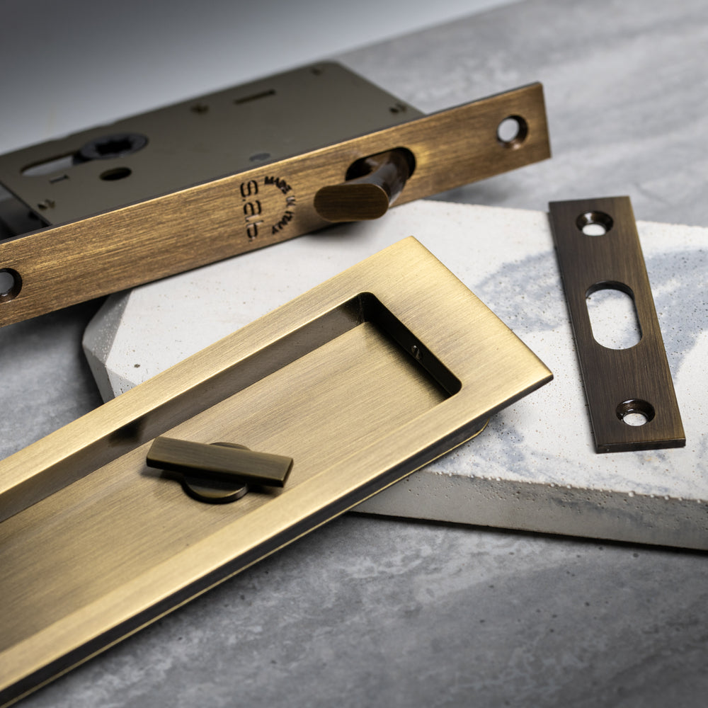 Rectangular Flush Pull Privacy Set | Pocket Doors | Suffolk Latch Company