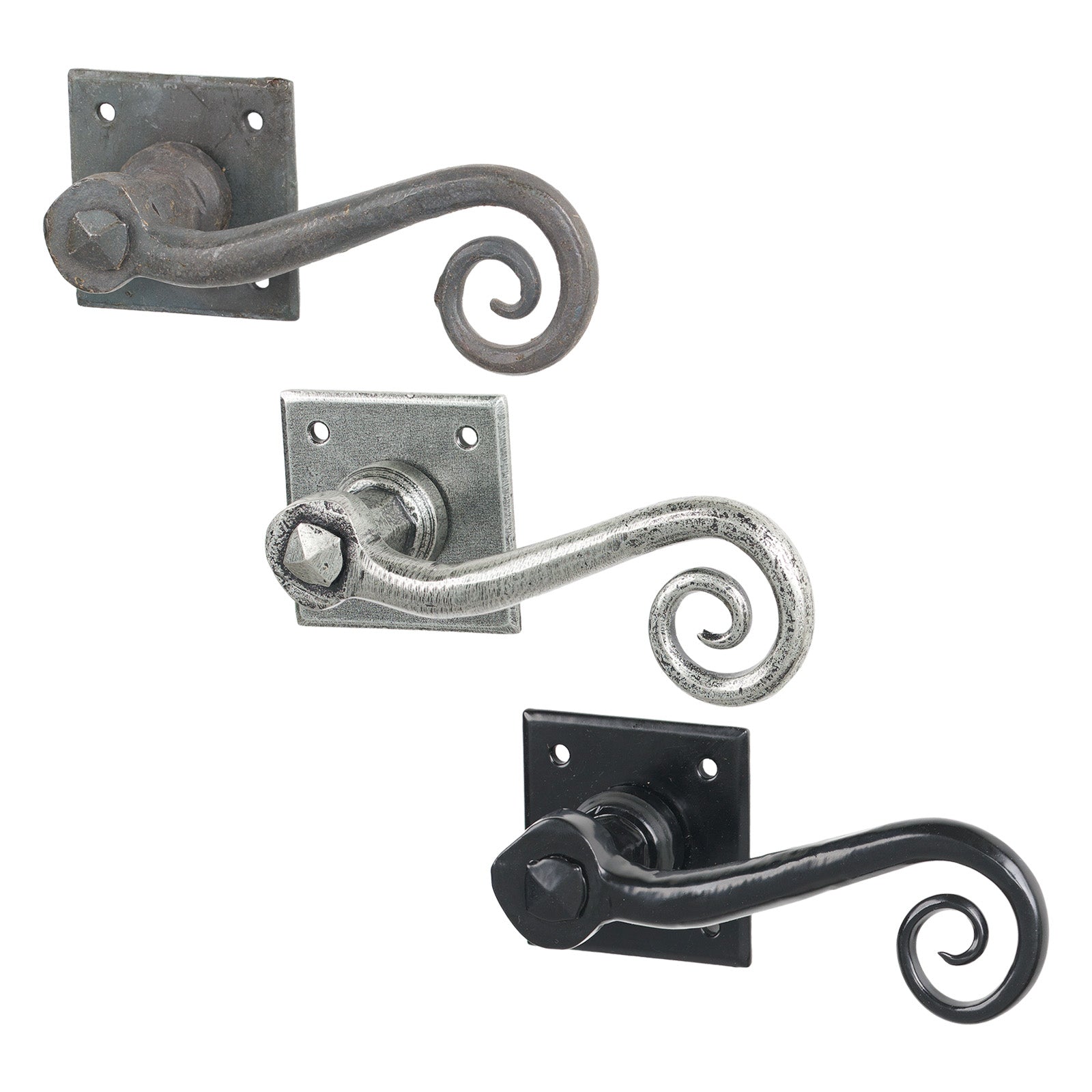 Monkeytail Lever on Diamond Rose Handles | 3 Finishes | Suffolk Latch ...