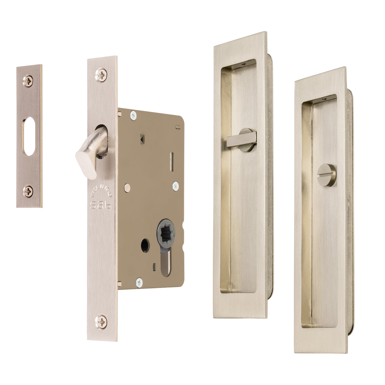 Rectangular Flush Pull Privacy Set | Pocket Doors | Suffolk Latch Company