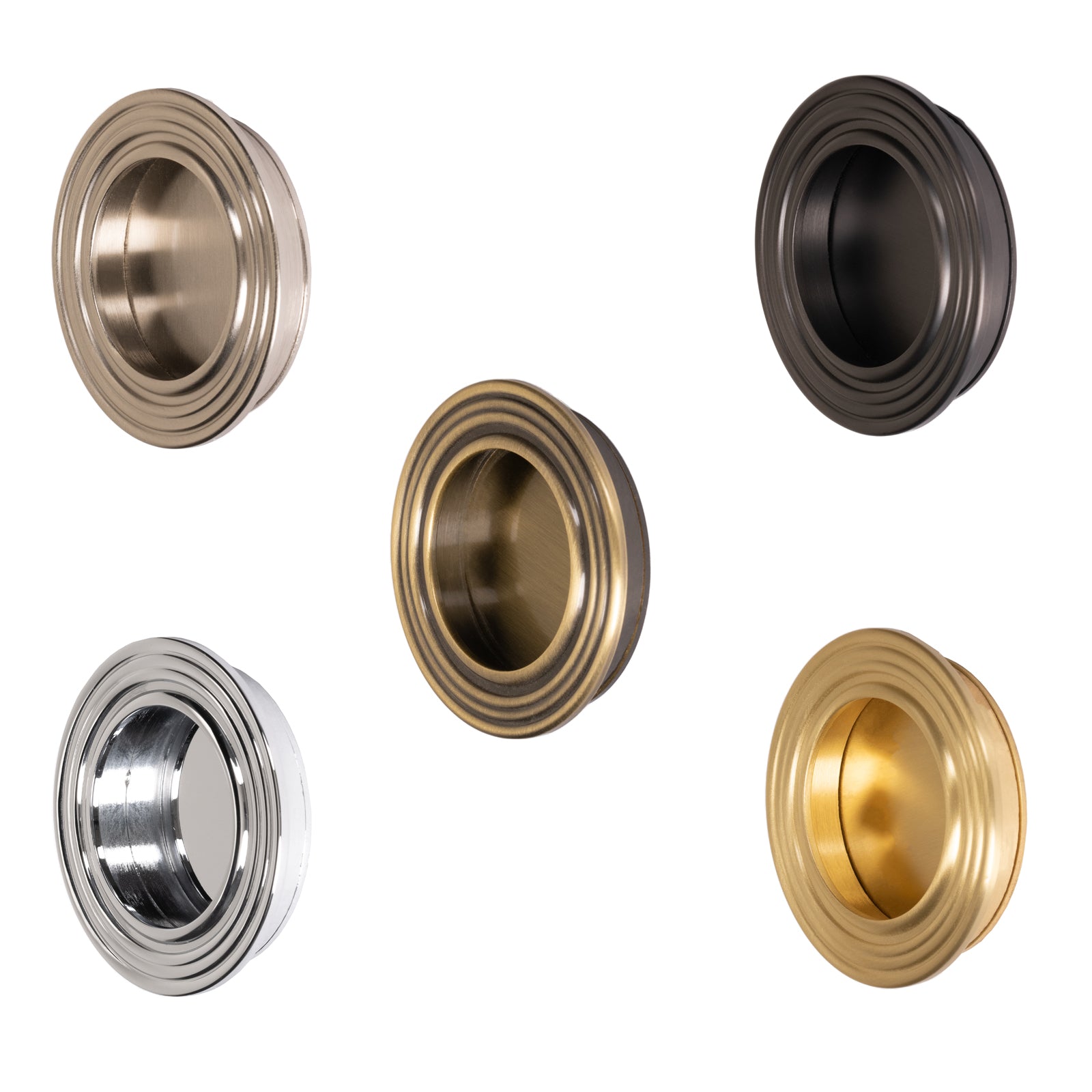 Round Reeded Flush Pull | Sliding & Pocket Door Furniture