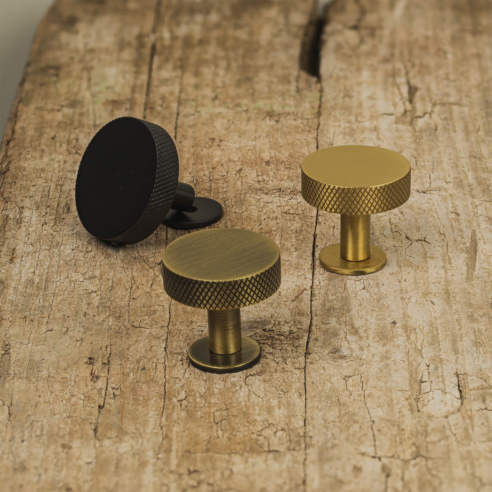 Disc Knurled Cabinet Knobs On Rose | Cupboard Knobs