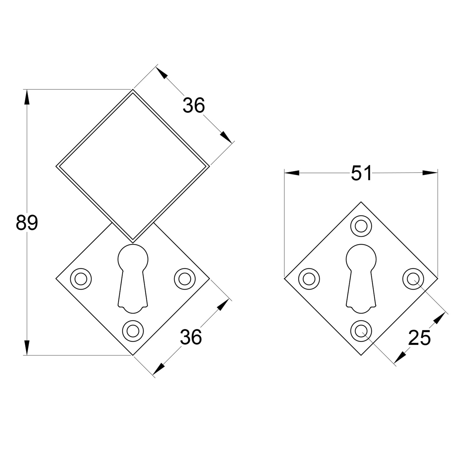 Diamond Escutcheons | Oil Rubbed Bronze| Door Keyhole Covers