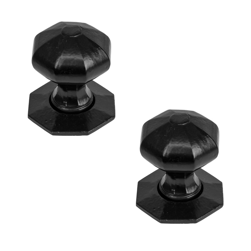 Octagonal Cast Iron Door Knob | Black & Pewter | Door Handles