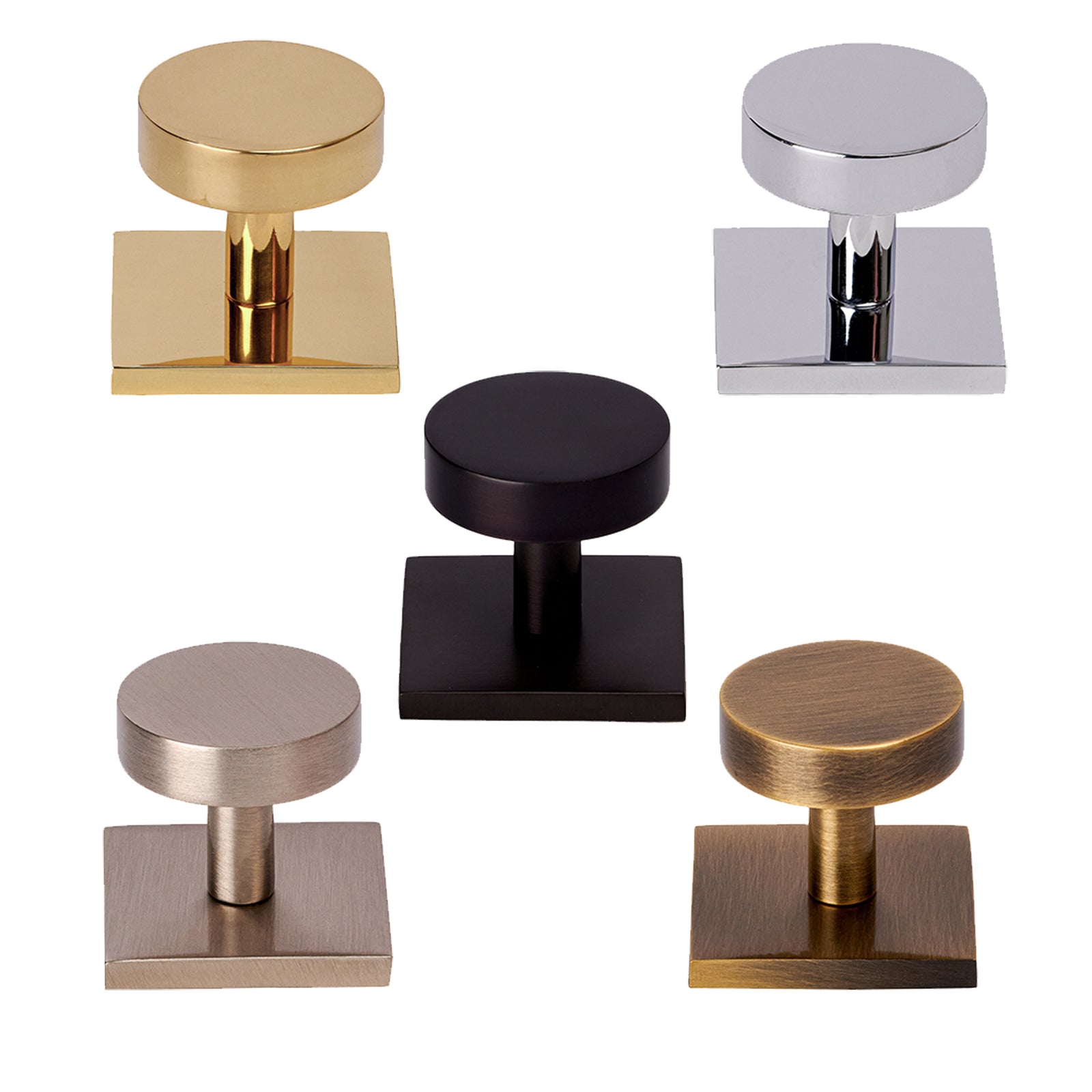 Disc Cabinet Knobs On Square Backplate | Cupboard Knobs