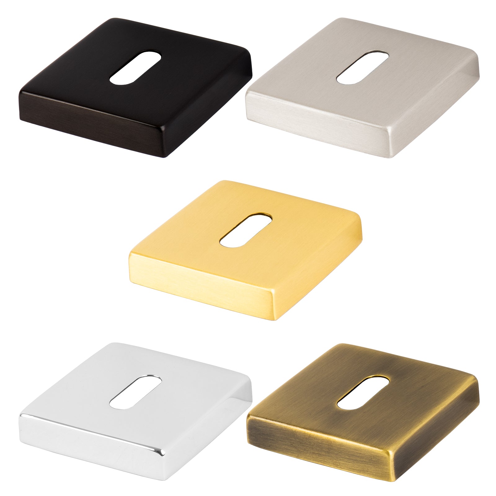 Square Brass Escutcheon Standard | Keyhole Cover Plates