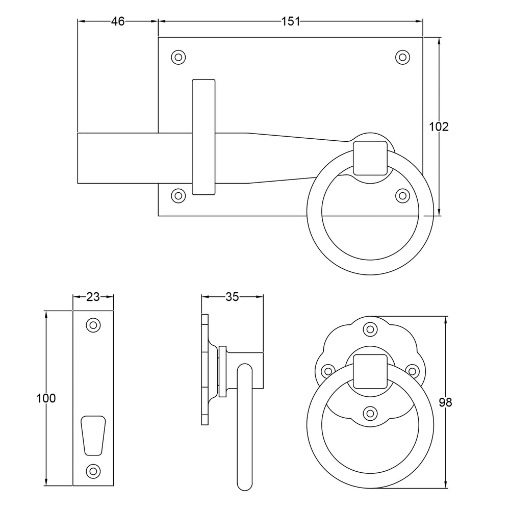 Tudor Cottage Gate Latch | Black Cast Iron Garden Hardware