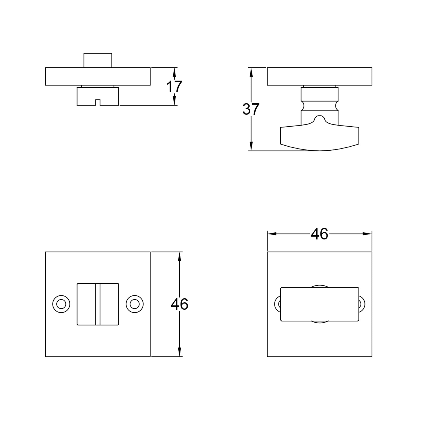 Square Turn & Release | Bathroom Lock
