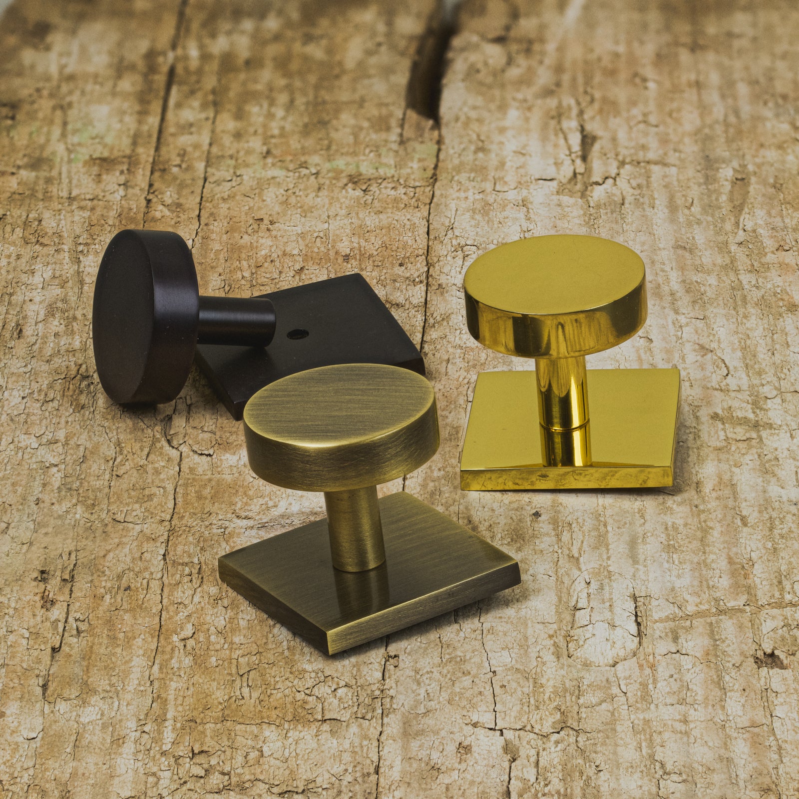 Disc Cabinet Knobs On Square Backplate | Cupboard Knobs