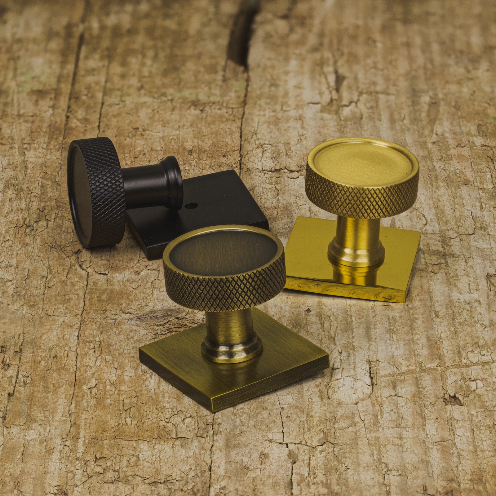 Florence Knurled Cabinet Knobs On Square Backplate | Kitchen Knobs